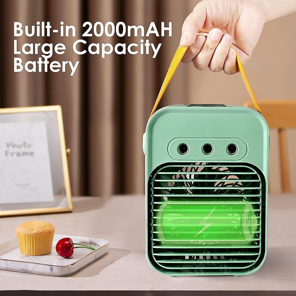 Portable Air Conditioner, Rechargeable USB Cordless Air Cooler, Personal Space Mini Evaporative Desk Fan, 3 Speeds Humidifier Misting Fan for Home, Office, Room