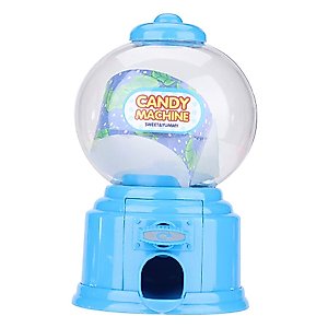 AYNEFY Portable Kid Candy Machine,Plastic Mini Gumballs Dispenser Machine Mini Twisted Sugar Machine Piggy Ban Kids Kindergarten Christmas Day Present(Blue)