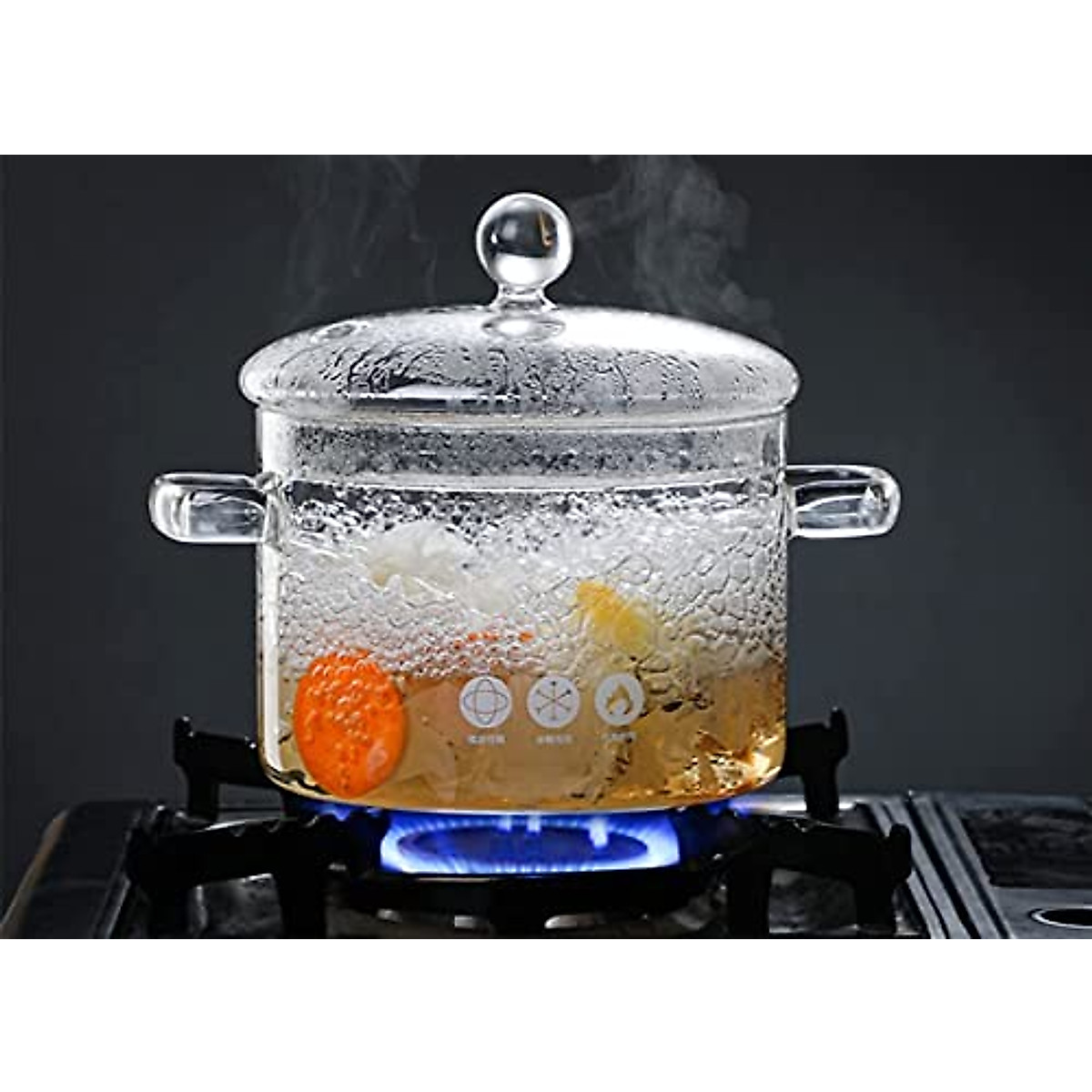 1.5L/50oz glass pot, clear pots for cooking, glass saucepan with cover ...