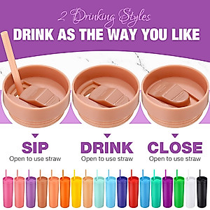 Raiten 27 Pieces Skinny Tumbler Cups with Lids and Straws 16 oz Acrylic Tumblers Bulk Colored Matte Tumblers Reusable Double Wall Plastic Mugs Cold Hot Drinks Water Bottles for Women Teacher DIY Gifts