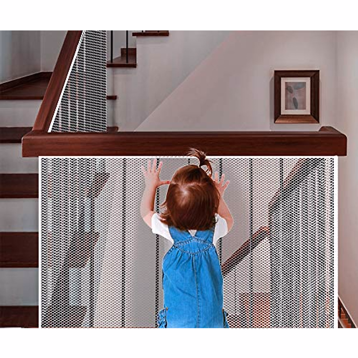 LiXiongBao Child Safety Net Kids Stairs Safety Railing & Banister Guard Baby Thick Hard Mesh Netting Protection Rail Balcony Stair Fence Baby Fence Stairwell Net Decoration (10ft x 2.5ft)