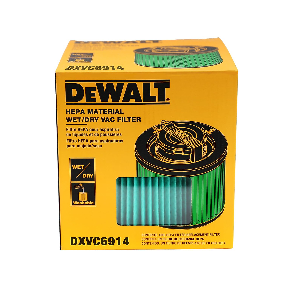 DeWalt DXVC6914 HEPA Cartridge Filter,Fit for 6-16 Gallon Wet/Dry Vacs,Compatible with DXV06P DXV09P DXV10P DXV10S DXV12P DXV14P DXV16P DXV16PA DXV16S,Other Recommend DXV09PA DXV10PL DXV10SA DXV10SB