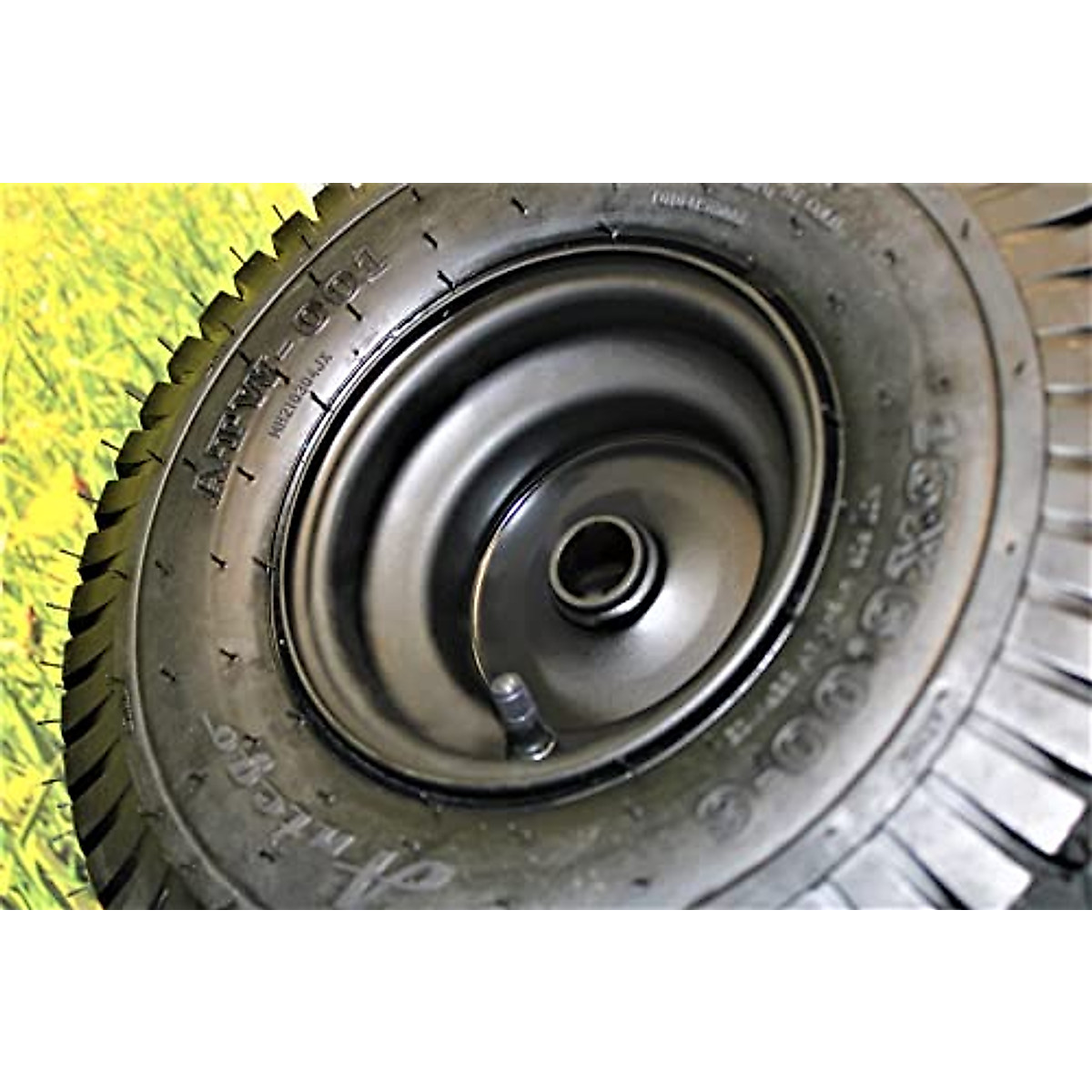 (Set of 2) Matte Black Universal Fit 15x6.00-6 Tires & Wheels 4 Ply for Lawn & Garden Mower Turf Tires .75" Bearing