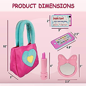 Playkidz Princess My First Purse Set - 7 Pieces Kids Play Purse and Accessories, Pretend Play Toy Set with Cool Girl Accessories, Includes Phone and Bag with Cards