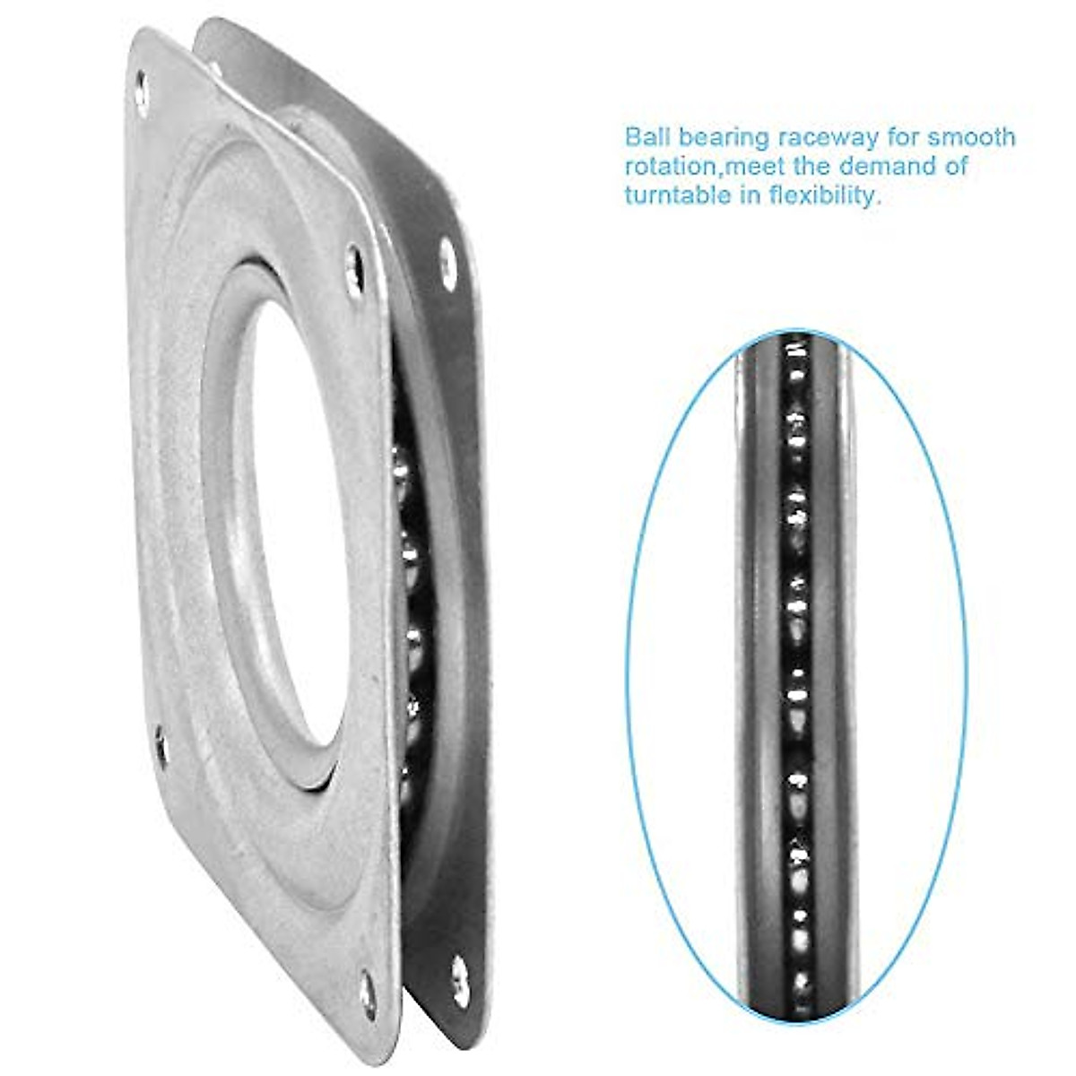 Liyafy 6 Inch Square Duty Rotating Hollow Turntable Bearing Swivel Plate Hardware for Kitchen Dining Table 2Pcs
