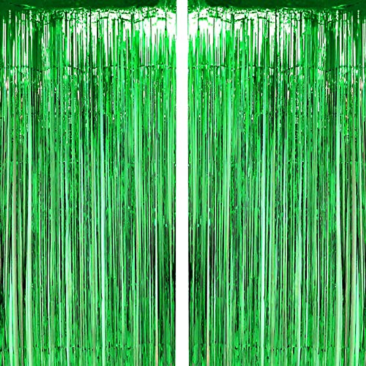 Green Tinsel Foil Fringe Curtains Tropical Jungle Safari Hawaiian Baby Shower Birthday Photo Backdrops Wedding Party Decor Photo Booth Props Backdrops Decorations