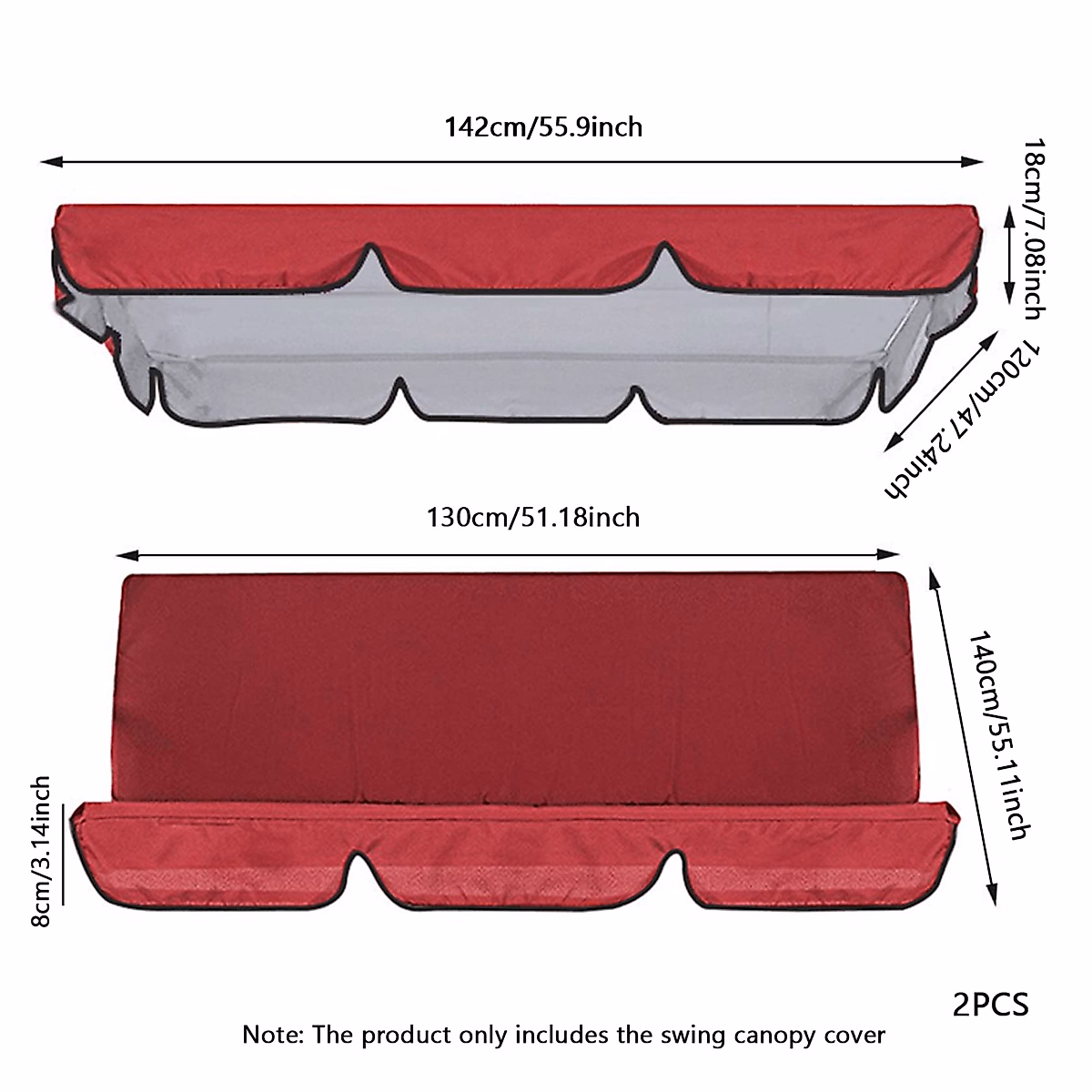 dsbdrki Garden Swing Canopy Replacement Waterproof Swing Seat Canopy Cover Heavy Duty Garden Swing Cover for Outdoor Porch Swings