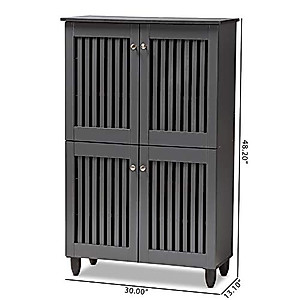 Baxton Studio Fernanda Modern and Contemporary Dark Gray 4-Door Wooden Entryway Shoe Storage Cabinet