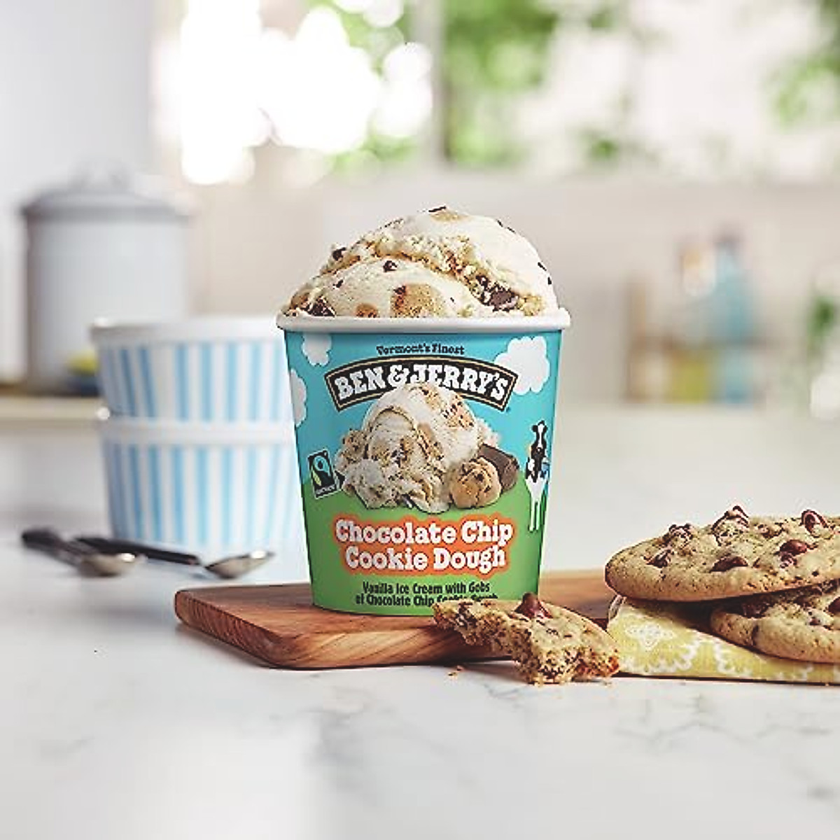 Ben & Jerry's Chocolate Chip Cookie Dough Vanilla Ice Cream Pint Non-GMO 16 oz