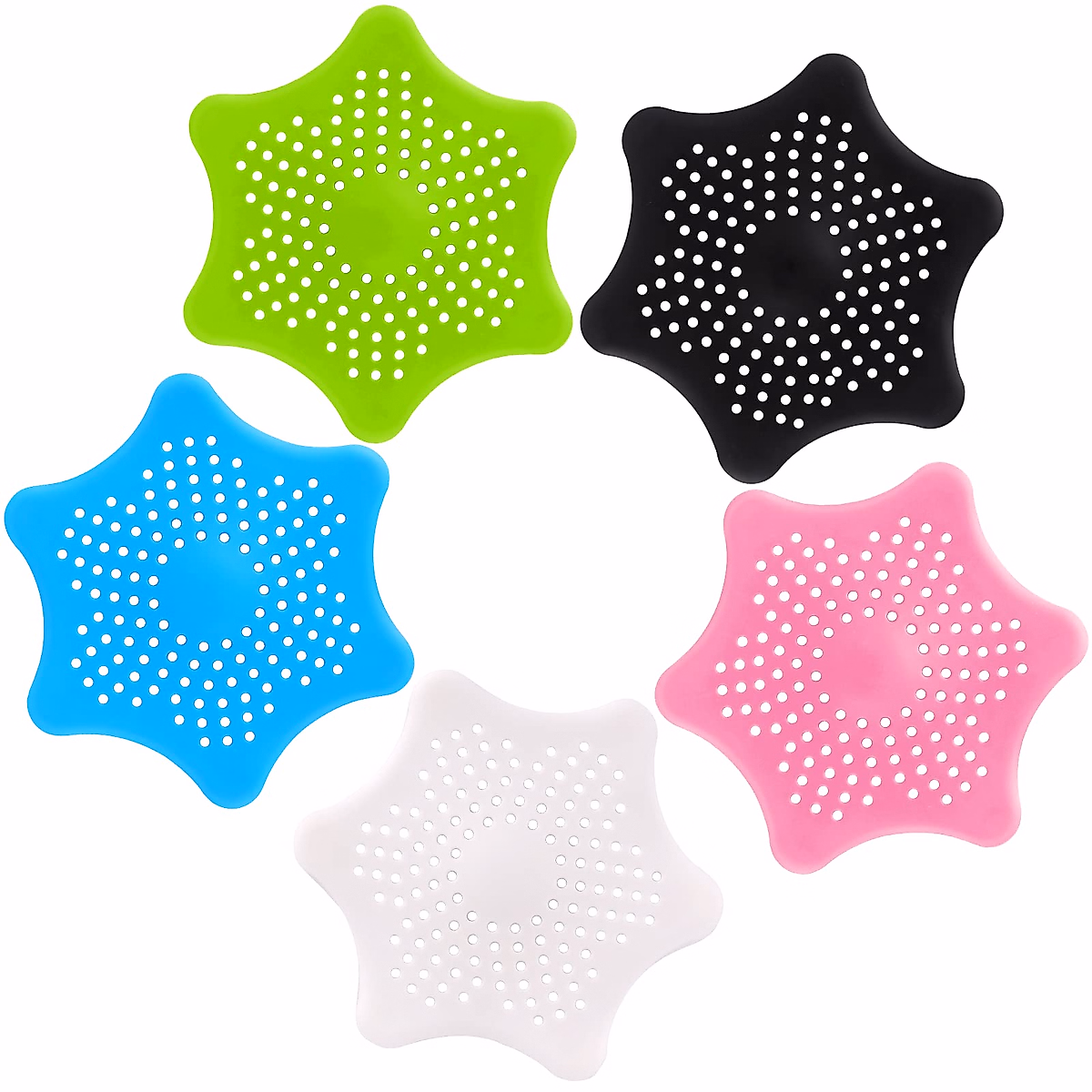 Shower Drain Hair Catcher, Silicone Hair Stopper Hair Catcher with Suction Cup Shower Drain Covers Suit for Bathroom Bathtub and Kitchen Easy to Install and Clean 5 Pack