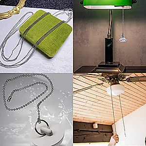 Jishi 33ft Ball Chain 2.4mm Silver Stainless Steel Bead Link Chain Roll for Beaded Dog Tag Necklace, Mens Military Jewelry Making Supplies, Pull Chain DIY Bracelets Keychain Craft - w/20#3 Connectors