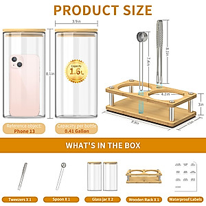 Venuekkuri Laundry Pods Containers for Laundry Room Organization and Storage with Spoons,Tweezer and Labels,Airtight Glass jars Holder Set of 2 for Laundry Detergent, Scent Booster Beads