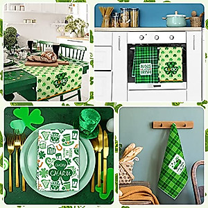 6 Pcs St. Patrick's Day Kitchen Towels Irish Shamrock Hand Towels Bath Towels Buffalo Plaid Dish Towels Bathroom Towel Decorative Bathroom Towel for Kitchen Home Supplies 8 x 28 Inches