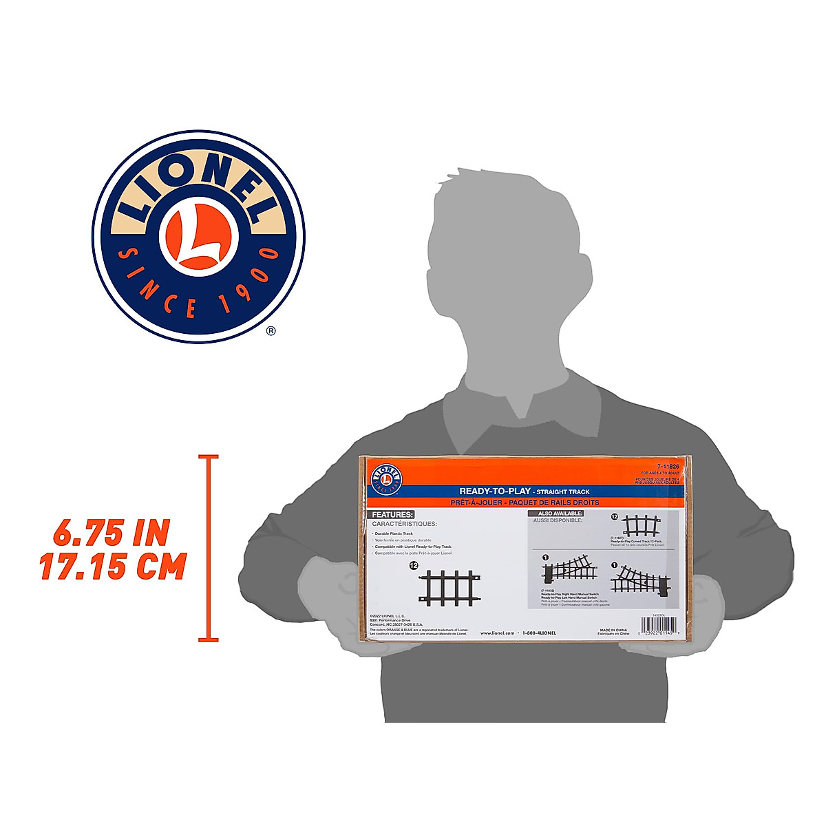 Lionel Ready-to-Play Straight Track Pack, 6-1/4”, 12 pieces, Black