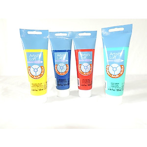 Artist loft Acrylic Paints 6 oz 4 Pack Bundle Yellow, Blue,Red, Aqua