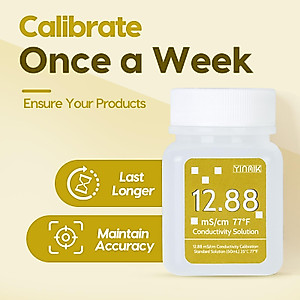 YINMIK 12.88 mS/cm Calibration Solution, Conductivity Salinity Calibration Fluid for Salinity Tester, EC Meter, TDS Meter, 7 in 1 Tester Standard Calibration, 4 Bottles of 50mL