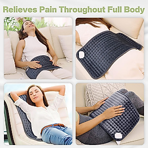Snailax Heating Pad for Back Pain Relief, FSA HSA Eligible, Electric Heating Pads with Auto Shut Off Large for Neck, Shoulder, Knee, Leg, Cramps, Ideal Gifts for Woman, Man, Mom, Dad, Grey