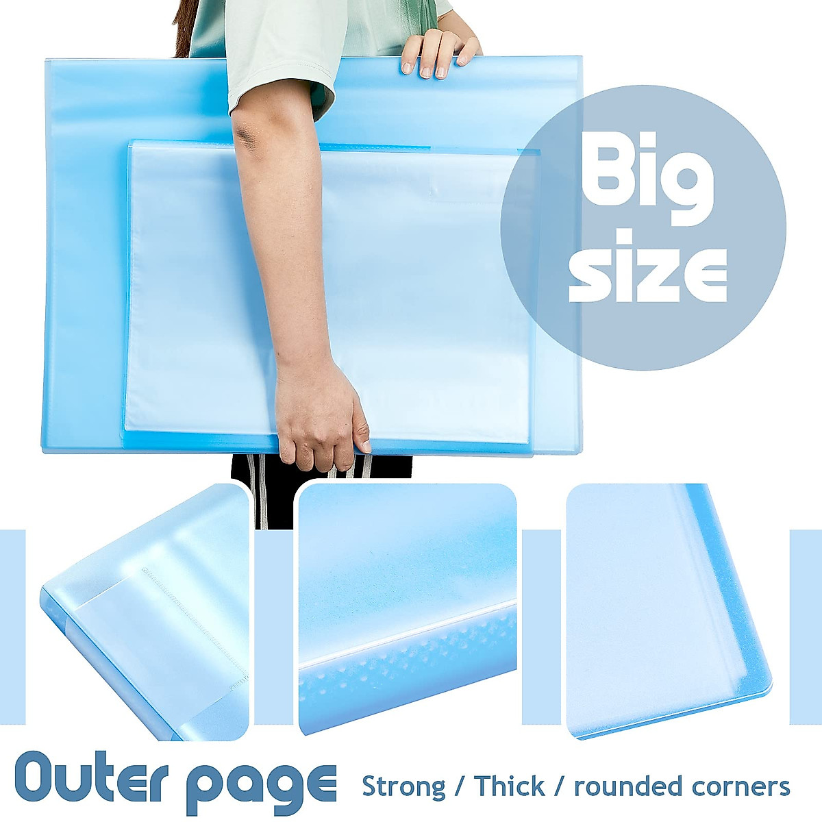 60 Pages A2 and A3 Diamond Painting Storage Book Diamond Art Portfolio Folder Artwork Art Binder Diamond Art Storage Presentation Book with Sleeves Protector, 22 x 16.4 Inch, 16.5 x 12.1 Inch, Blue