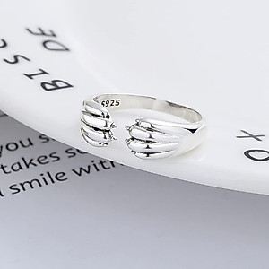 Cat Paw Hug Love 925 Sterling Silver Open Adjustable Statement Finger Rings for Women Cute Dainty Dog Claw Puppy Pet Lovers Animal Band Ring Fashion Jewelry Gifts Family Daughter Birthday Bff