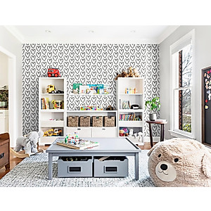 Timeet Peel and Stick Wallpaper Grey and White Wallpaper Heart Geometric Wallpaper Grey Contact Paper 17.7"x78.7" Self Adhesive Removable Wallpaper for Bedroom Living Room Wall Decor