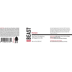 Beast Eucalyptus Tingle Shampoo for All Hair Styles with Caffeine and Tea Tree Oil (8 oz)