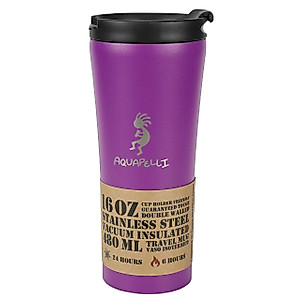 Aquapelli Vacuum Insulated Travel Coffee Mug, 16 ounces, Grape Purple