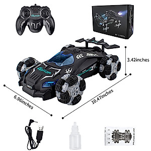 Jet Spray Remote Control Car for Kids and Children, Remote Control Vehicle Toy with Jet Spray Device Realistic Car Light Design and Engine Sound and Brake Sound, Best Gifts for Boys and Girls (Black)