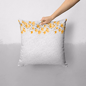 iiRov Karamfila Yellow & Gray Floral V14 - Custom Decorative Home Decor Indoor or Outdoor Throw Pillow Cover for Sofa, Bed or Couch Cushion (Pillow CASE Cover ONLY)