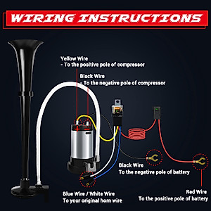 CARFKA Air Horn for Truck Boats Car, 150DB Super Loud Train Horns Kit with 120 PSI Air Compressor (black, Single)