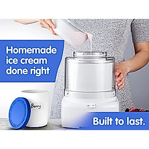 SUMO Ice Cream Containers for Homemade Ice Cream (2 Containers - 1 Quart Each) Reusable Pint-Shaped Freezer Storage Containers with Lids, Erasable Labels (Blue)