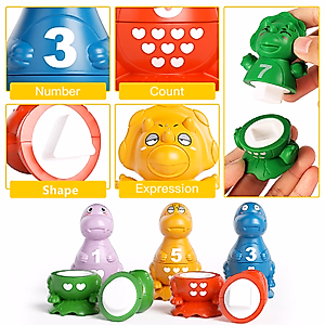 Snap-n-Learn Matching Dinosaurs, Toddler Stacking Sorting Toys, Educational Preschool Counting Dinos Learning Building Toy, Fine Motor Skills Learning Game Gifts for 18 Months 2 3 4 Year Old Boys Girl