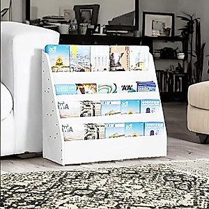 ALISENED 4 Sling Bookcase Display Stand Storage Bookshelf with 4 Shelves Book Display Rack Storage Bookcase Organizer Book Shelf Case Organizer Wooden