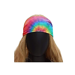 SAE99 Rainbow Tie-Dye Headband, Soft Stretchy Headband One Size Fits All