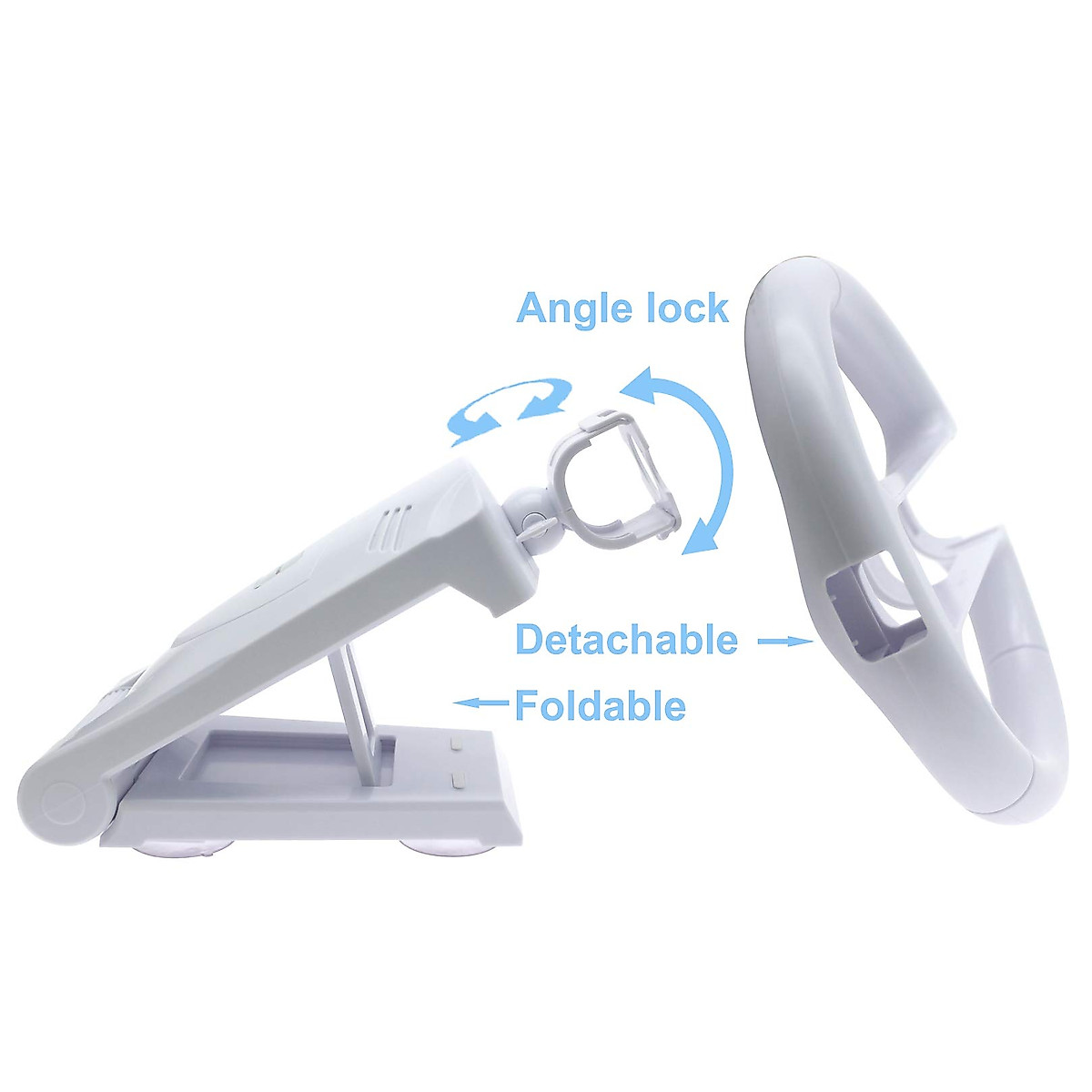 OSTENT Multi-angle Racing Game Steering Wheel Stand for Nintendo Wii Console Controller Color White