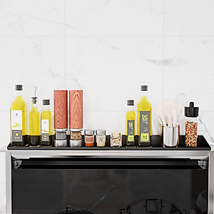 Notmise Magnetic Shelf for Top of Stove Metal Kitchen Spice Rack Seasoning Organizer,Length Adjustable, Suitable for 20" 24" 30" Flat Top Stove, Black