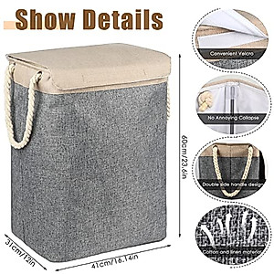 BVOPLME Large Laundry Basket with Handles, Collapsible Tall Dirty Clothes Hamper with 1 Removable Storage Liner Bag & 2 Mesh Bags, Portable Towel Basket with Lid for Clothes, Toys, Pillows in the Dorm