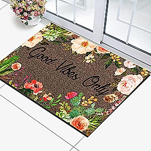 Funny Doormat Custom Indoor Doormat -Good Vibes Only Doormat Bath Mat Welcome Mat Funny Front Door Mats Home and Office Decorative Entry Rug Garden/Kitchen/Bedroom Mat Non-Slip Rubber 23.6 x15.7 Inch