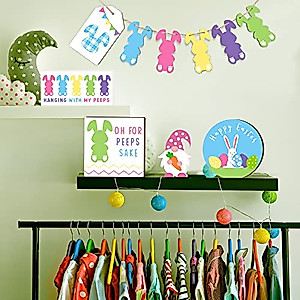 10 Pieces Easter Tiered Tray Decor Easter Decor Farmhouse Mini Wood Decor Bunny Rabbits Eggs Wooden Spring Sign Decorative Trays Signs Rustic Easter Decoration for Home Table Kitchen (Bunny Style)