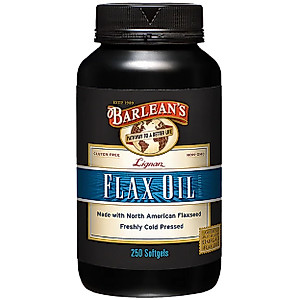 Barlean's Lignan Flaxseed Oil Softgels, Cold-Pressed Flax Seed Supplement with 1,550 mg ALA Omega-3 Fatty Acids for Joint & Heart Health, 1000mg, 250 ct