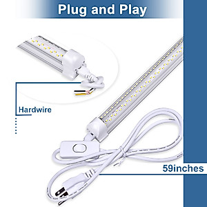 ONLYLUX 8Ft LED Shop Light Fixture - 8 Foot 100W 15000LM 6500K, Linkable with Plug LED Lights for Garage,V Shape, 96" T8 LED Tube Light, Hight Output,Pack of 10