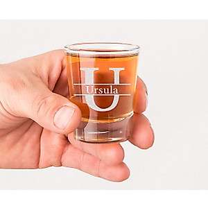 Personalized Shot Glass 1.5 oz Custom Shot Glass with Name and Monogram Whiskey Tequila Liqueur Heavy Base Mini Glass for Drinkware Decoration Gift