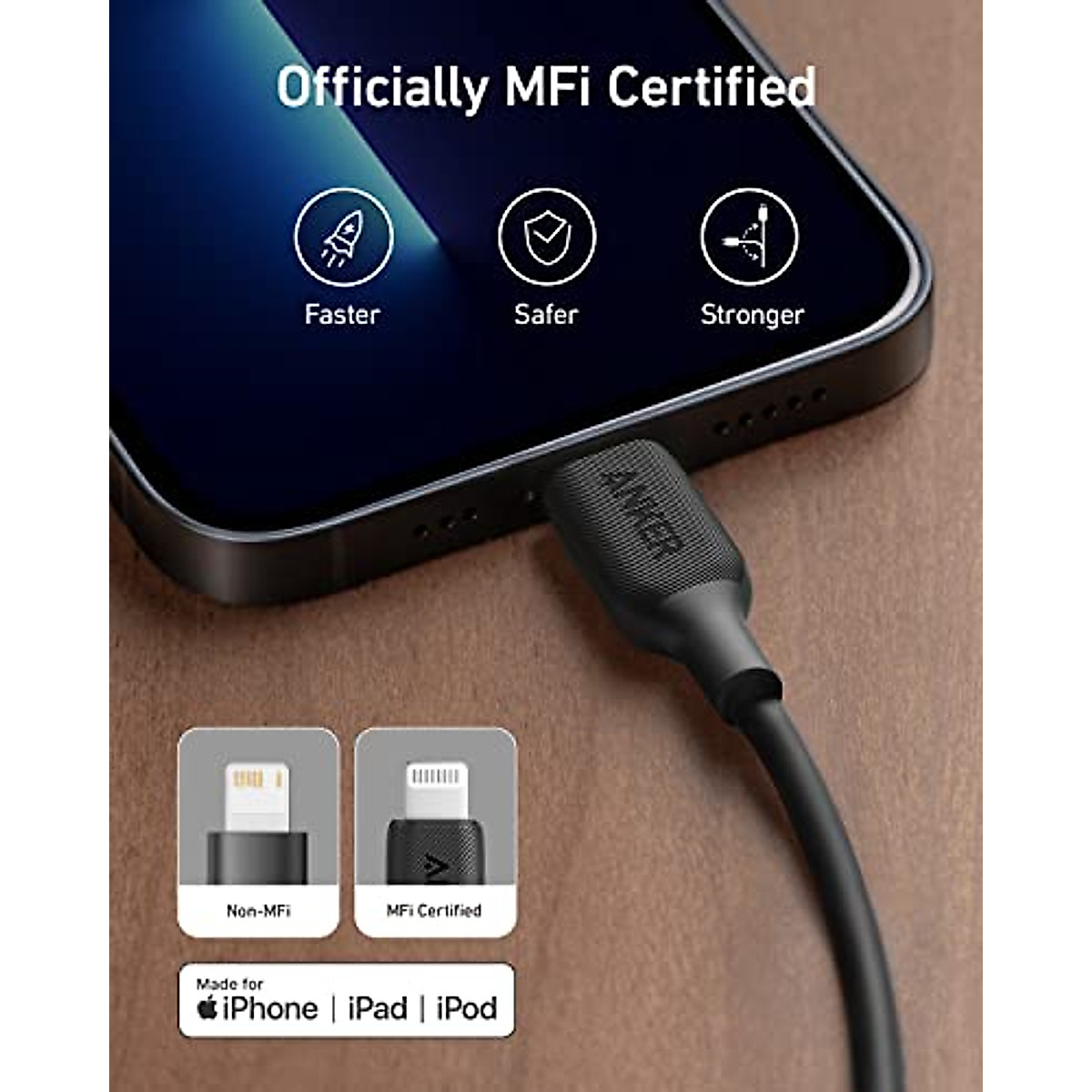 Anker USB C to Lightning Cable (1ft), Powerline III MFi Certified Fast Charging Lightning Cable for iPhone 13 13 Pro 12 Pro Max 12 11 X XS XR 8 Plus, AirPods Pro, Supports Power Delivery (Black)