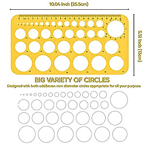 RZDEAL Circle Round Stencil Template Artist Design Drawing Aid Tool (Diameter from 1 mm to 37 mm)