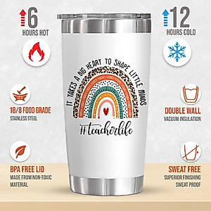 OASSIE Teacher Appreciation Gifts For Women - 20 Oz Stainless Steel Insulated Coffee Tumbler With Lid - Teachers Day Graduation Back To School Thank You Birthday Gifts For Women Teacher Coworkers