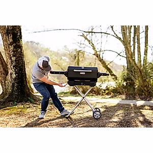 Masterbuilt® Electric Portable Charcoal Grill and Smoker with SteadyTemp Analog Temperature Control, Collapsible Cart and 200 Cooking Square Inches in Black, Model MB20040722