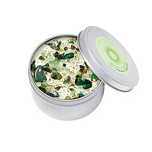 Heart Chakra Candle by New Moon Beginnings - Chakra Candles - Dried Flower, Herb, & Crystal Candles - Aromatherapy Candles - Soy Candle - 8oz Tin