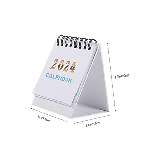 Gogogmee 1 2024 Mini Desk Calendar Table Top Decor Mini Calendar 2023-2024 Desk Calendar 2024 Decorative Standing Calendar Easel Flip Calendar White Calendar Desk Paper Clamshell Simple
