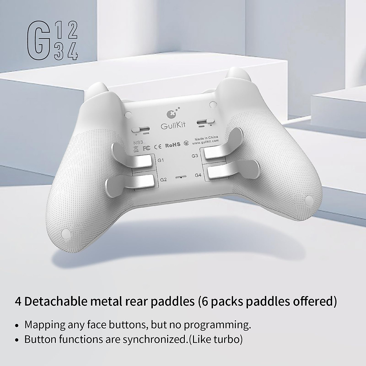 GuliKit KK3 Max, Kingkong 3 Max Controller with 4 Back Buttons, Hall Joysticks and Triggers, Wireless for Switch OLED/PC/Android/MacOS/iOS/Steam Deck, 1000Hz Polling Rate for Wins - Black