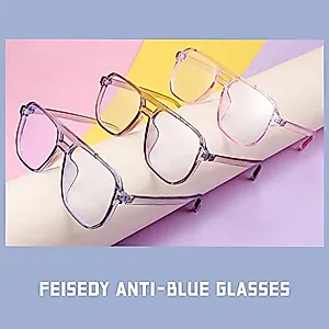 FEISEDY Blue Light Blocking Glasses Fake Nerd Clear Square Computer Lightweight Pilot Glasses Frame Oversized B2866