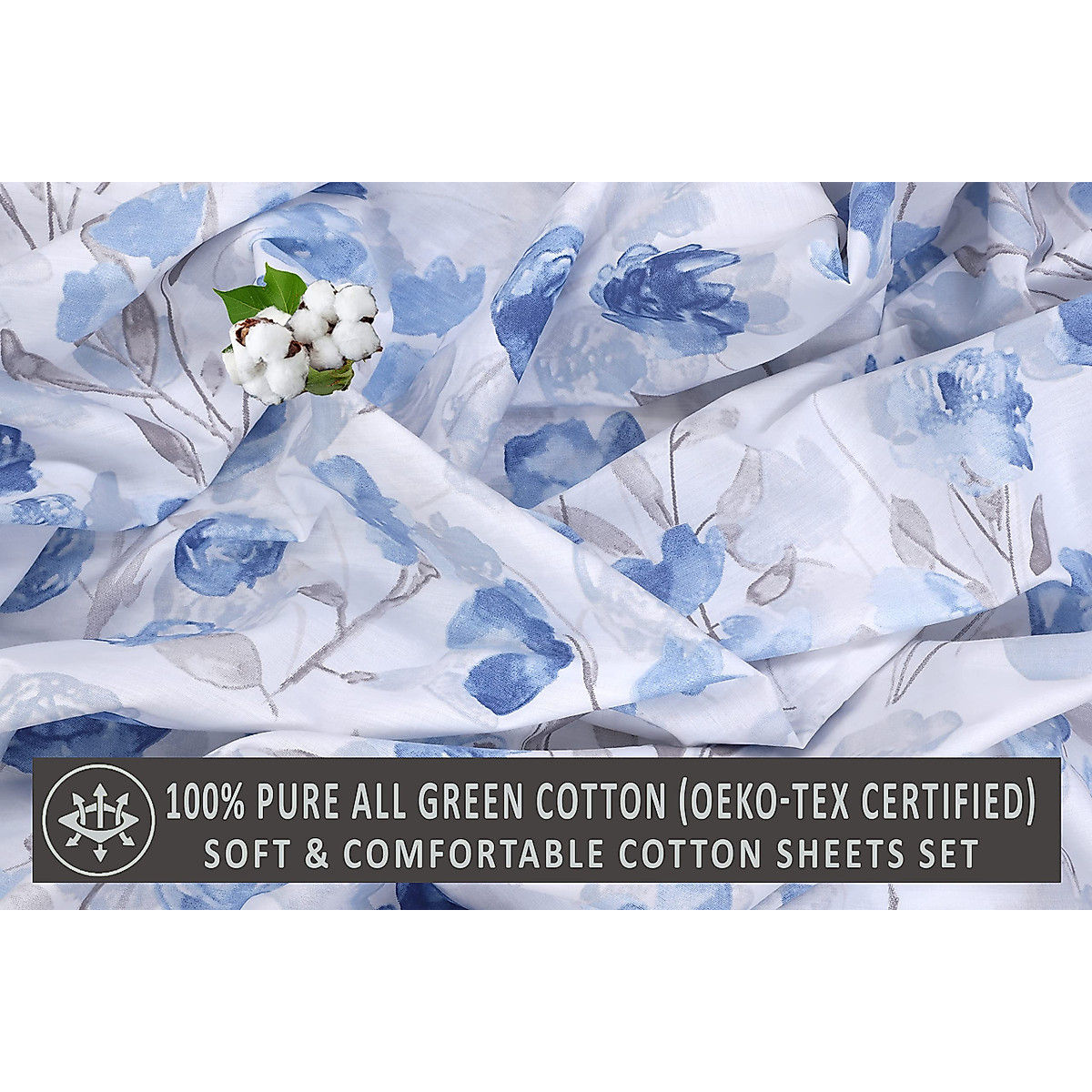 RUVANTI 100% Cotton Sheets - Crispy Cooling Percale Sheets for Full Size Bed, Breathable & Durable Full Sheet Set, 16 Inches Deep Pocket Bed Sheets, Monotones, 4 Pieces